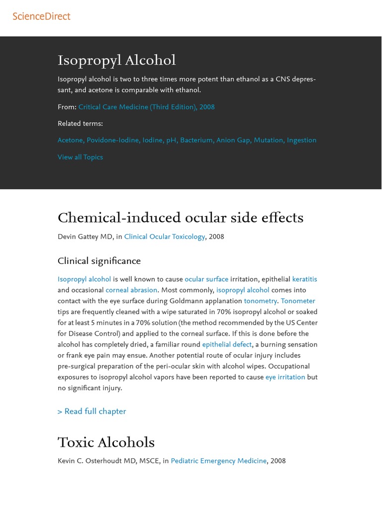 Isopropyl Alcohol: Chemical-Induced Ocular Side Effects | PDF ...