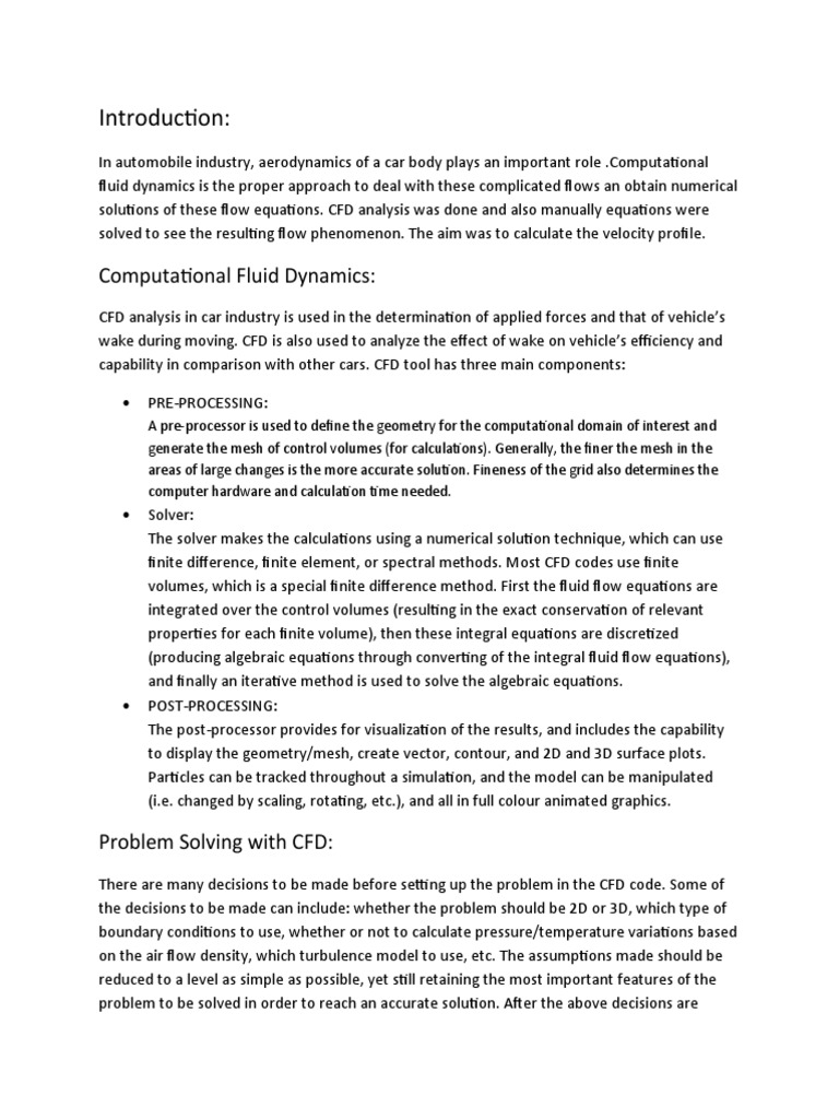 Fluid CFD Report | PDF | Computational Fluid Dynamics | Finite Element Method