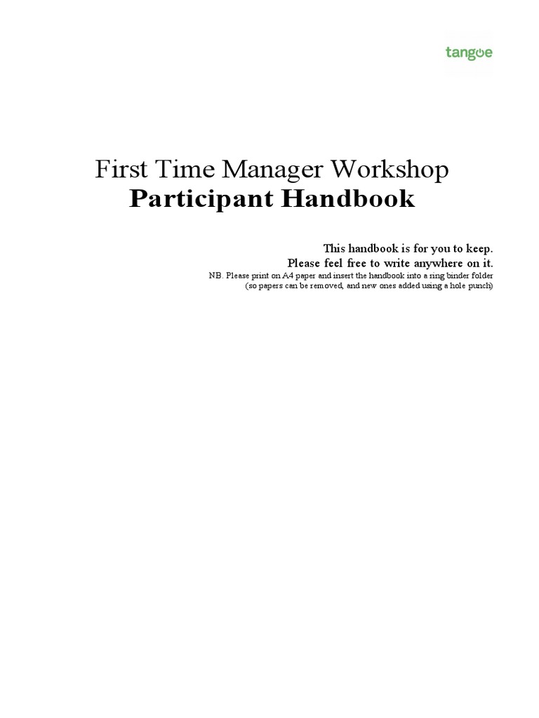 First Time Manager Workshop: Participant Handbook | PDF | Goal Setting ...