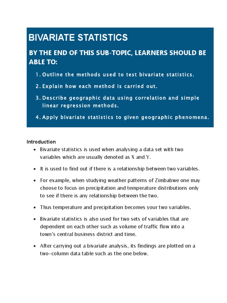 Bivariate Statistics | PDF | Correlation And Dependence | Dependent And ...
