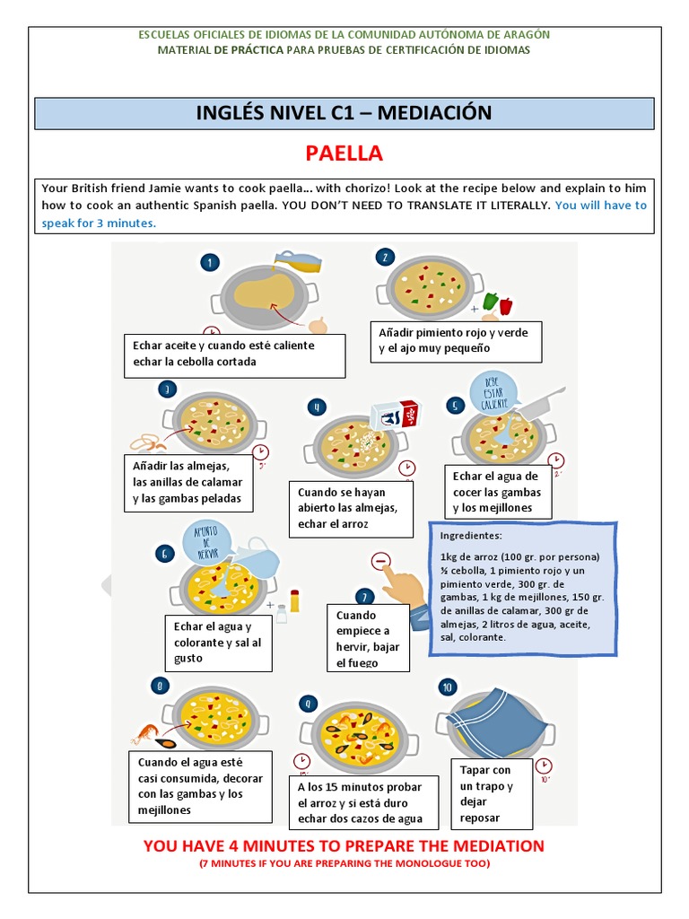 Práctica de Inglés C1: Paella y Alimentación Saludable | PDF | Alimentos