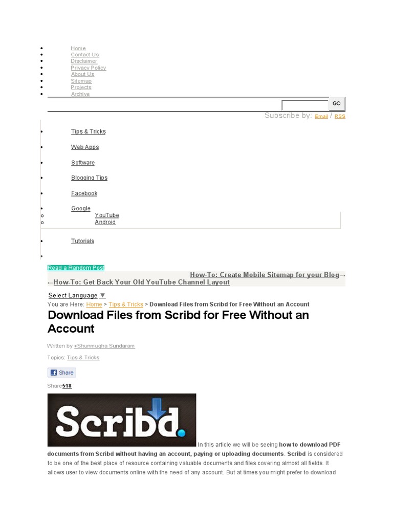 Files From Scribd For Free Without An Account: Subscribe By | PDF ...