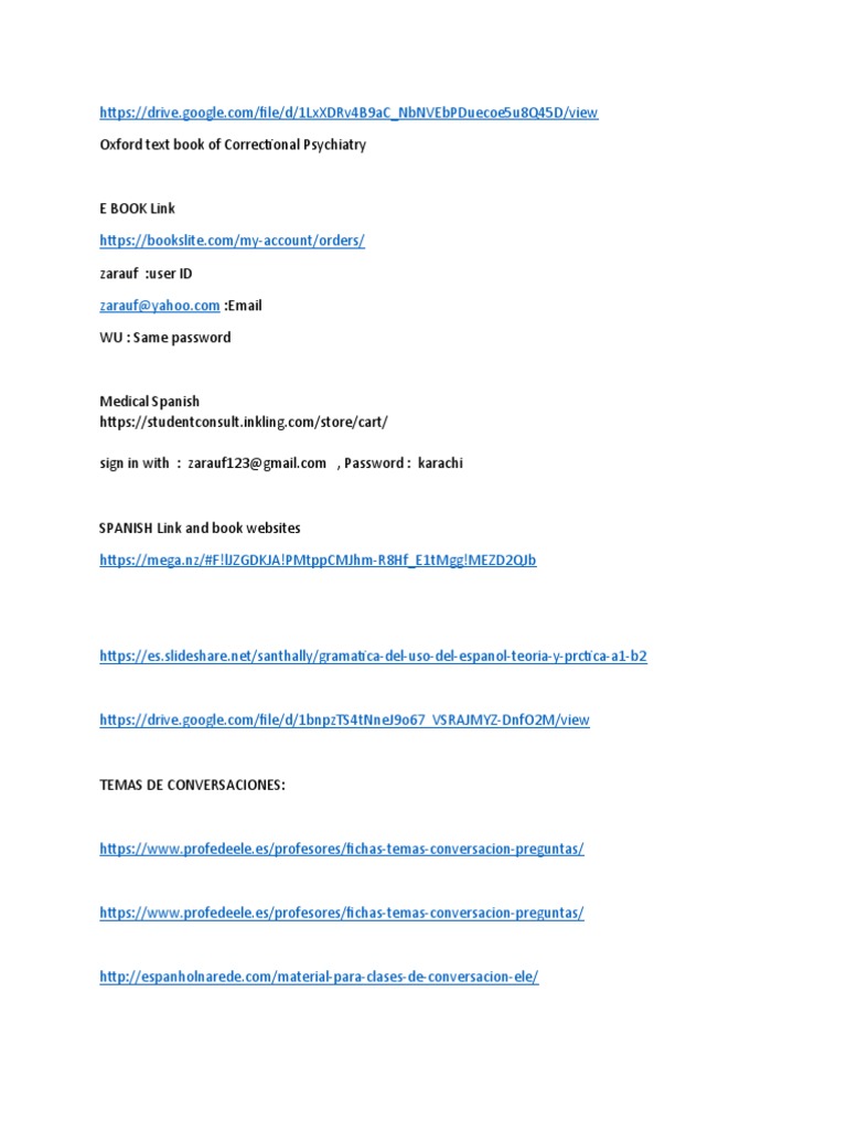 SPANISH Link and Book Websites | PDF