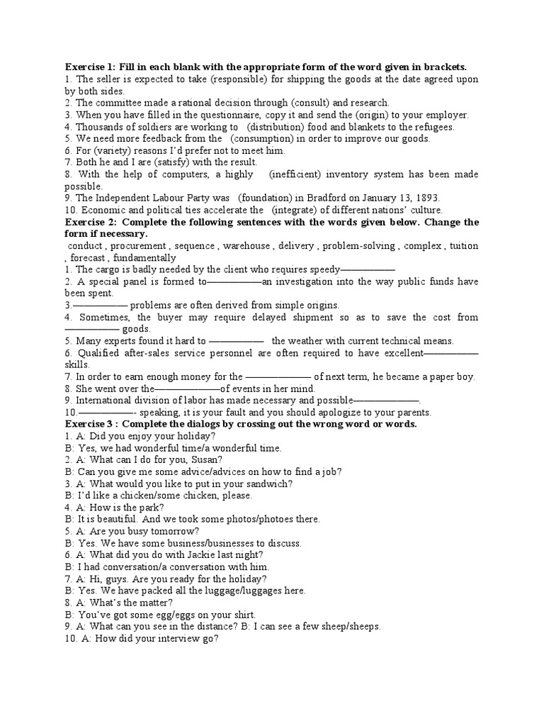 Logistics Exercises Pdf Logistics Cognition