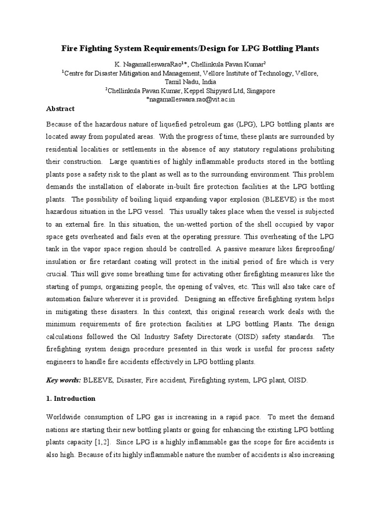 Designing Fire Fighting System For LPG Bottling Plant - Pavan Edited ...