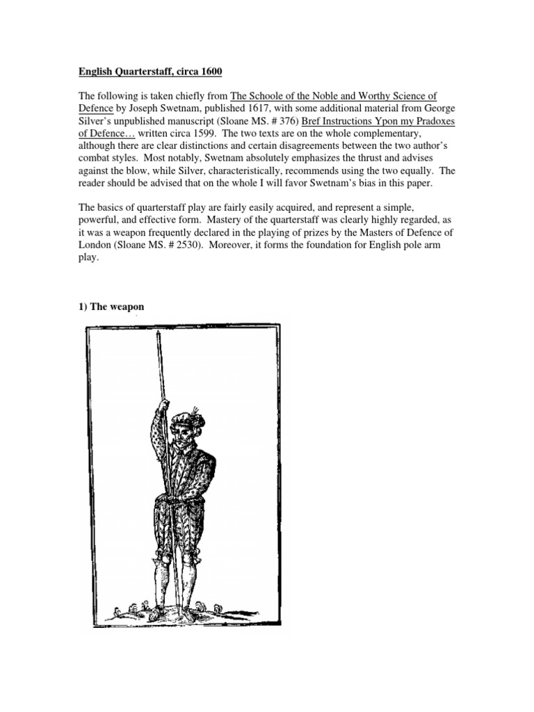 English Quarterstaff, Circa 1600 | PDF | Sports