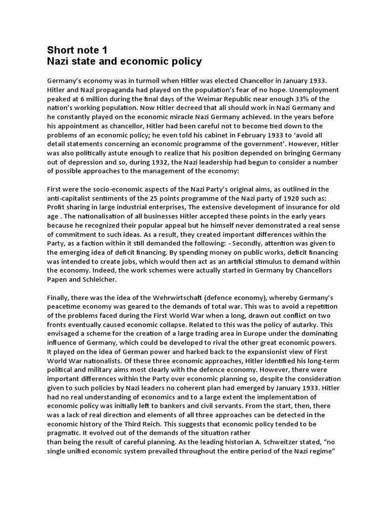 Short Note Assignment | Download Free PDF | Nazi Germany | Adolf Hitler
