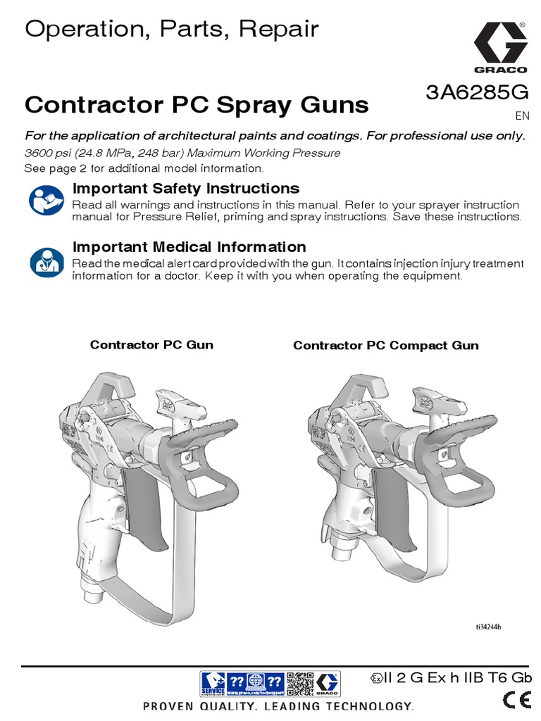 Contractor PC Spray Guns: Important Safety Instructions | PDF | Implied ...