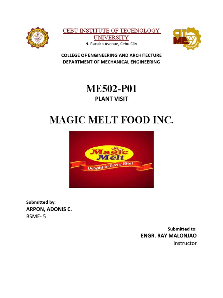 ME502-P01 Magic Melt Food Inc.: Plant Visit | PDF | Franchising | Foods
