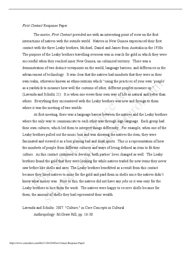 First Contact Response Paper PDF | PDF