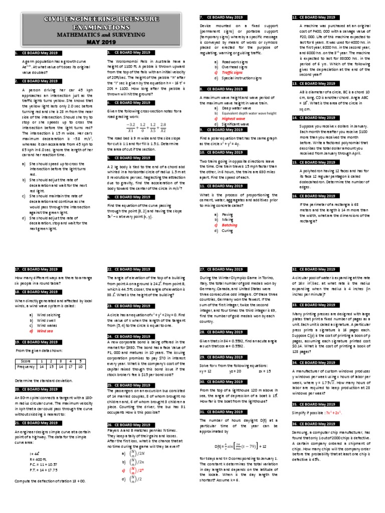 May 2019 Past Ce Board Exam | PDF | Nature