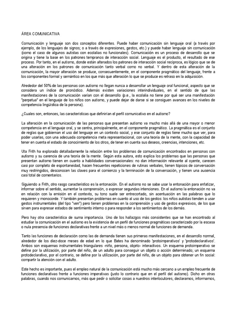 Área Comunicativa | PDF | Espectro autista | Comunicación