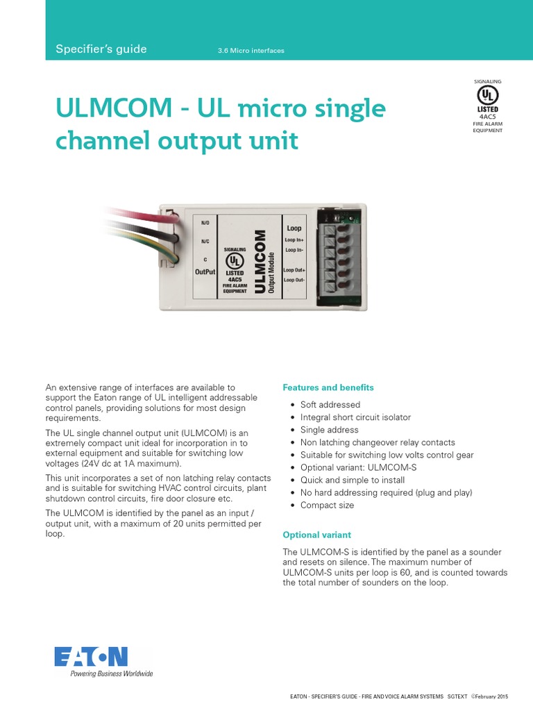 ULMCOM Specifiers Sheet - 1 PDF | PDF | Relay | Electrical Wiring