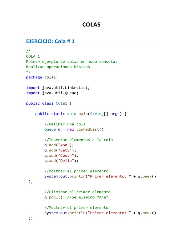 Programación-Cola 1 | PDF