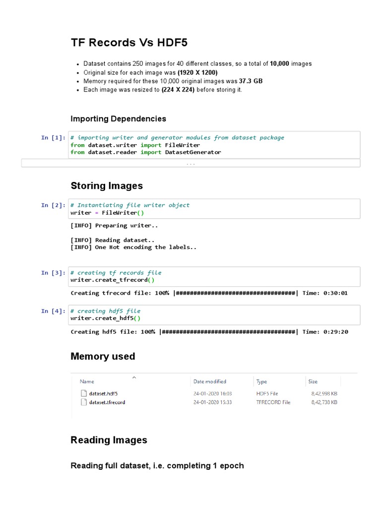 Comparing Storage Formats for Image Datasets: An Analysis of TF Records and HDF5 for a 10,000 ...