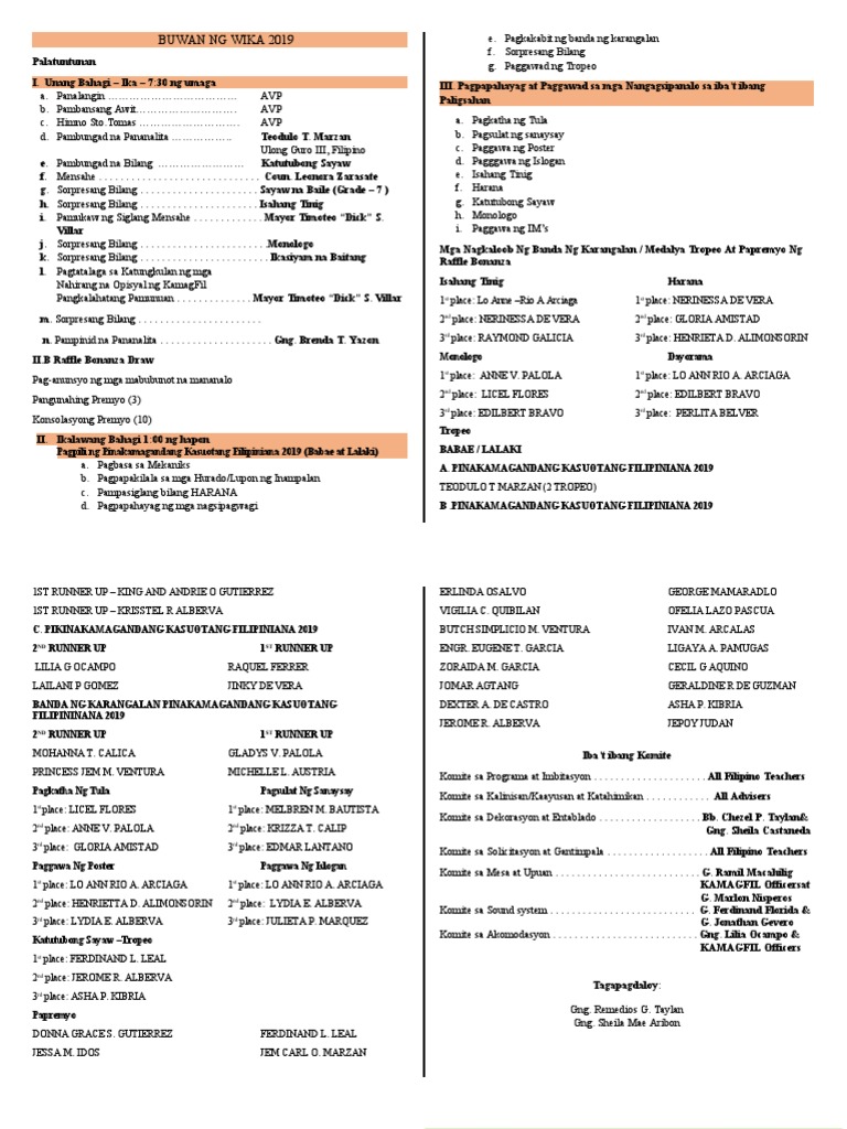 Program Filipino | PDF