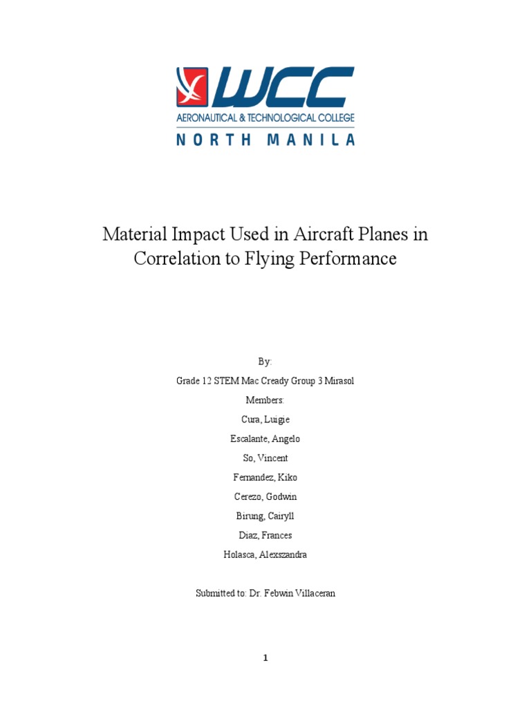 Material Impact Used in Aircraft Planes in Correlation To Flying ...