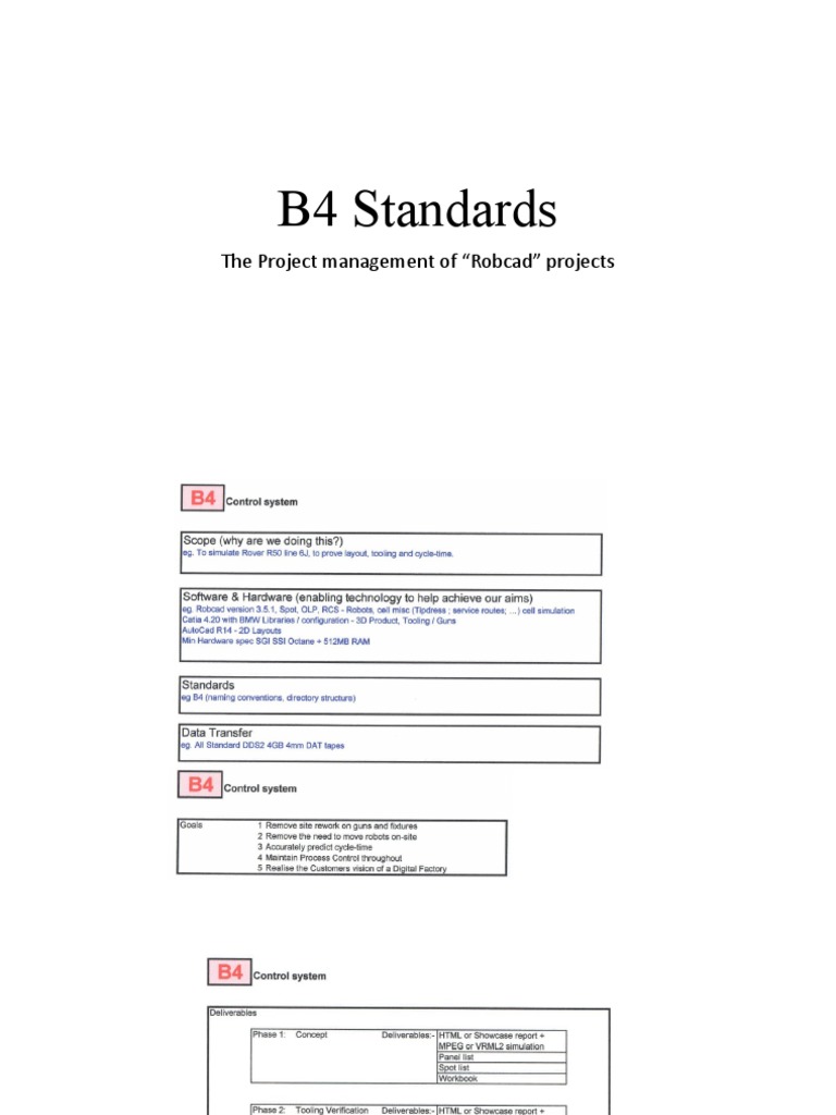 B4 Standards: The Project Management of "Robcad" Projects | PDF