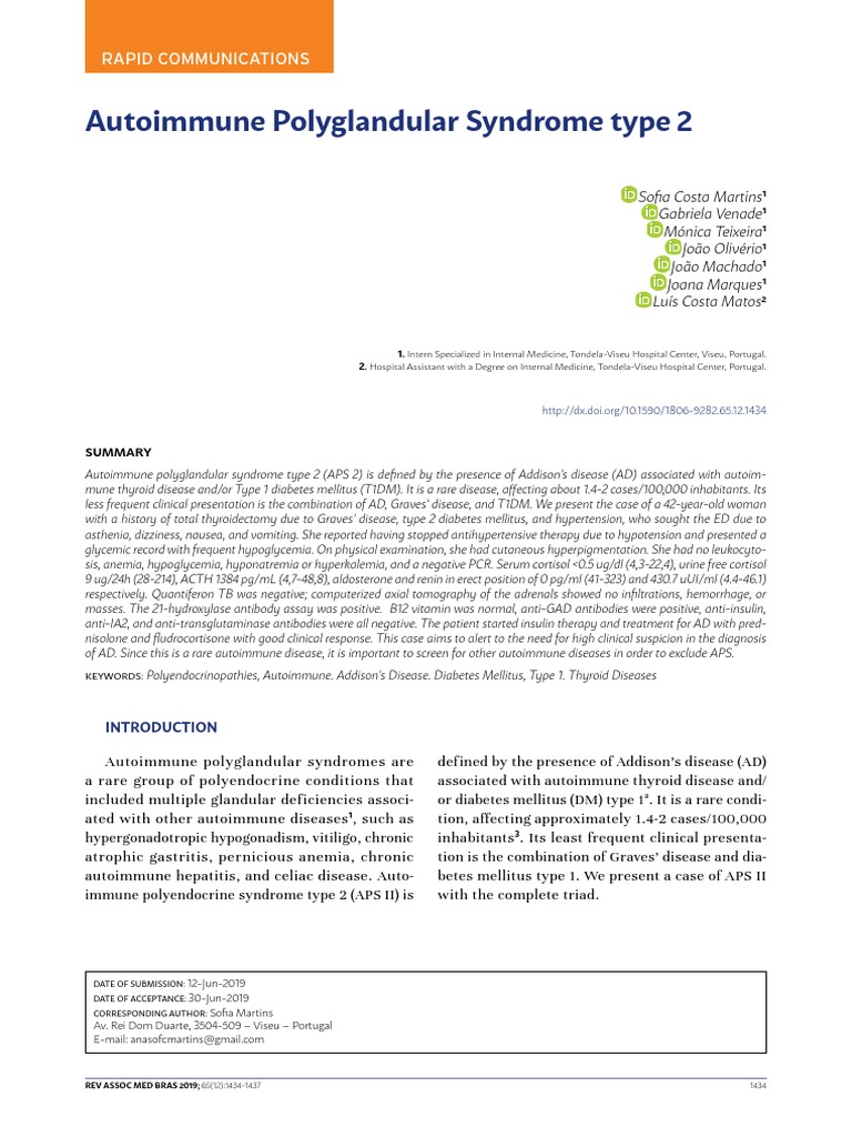 Autoimmune Polyglandular Syndrome Type 2: Rapid Communications | PDF ...