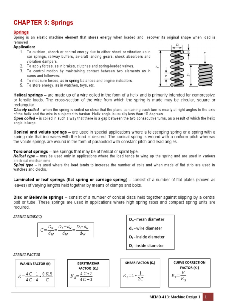 Springs Index for Machine Design | PDF | Helix | Young's Modulus