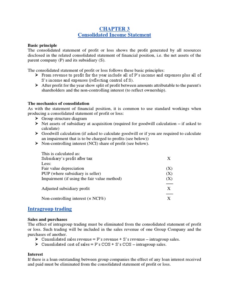 Chapter 3-Consolidated Statement of Profit and Loss | PDF ...