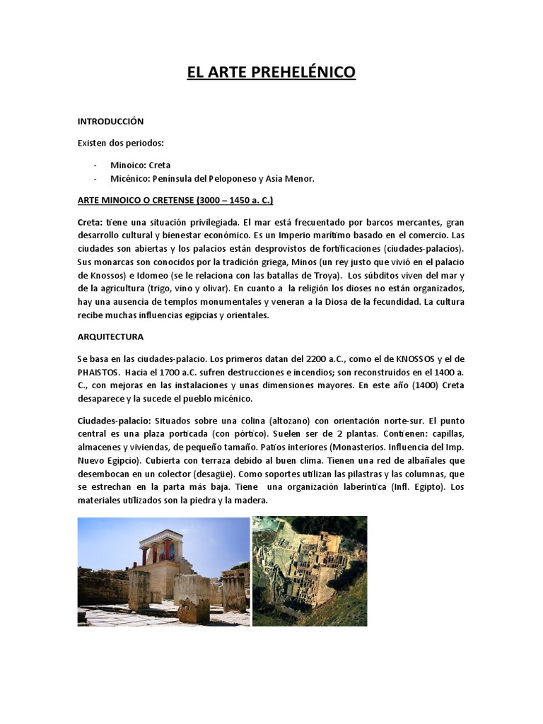 Características del Arte Prehelénico | PDF | Grecia micénica | Pinturas
