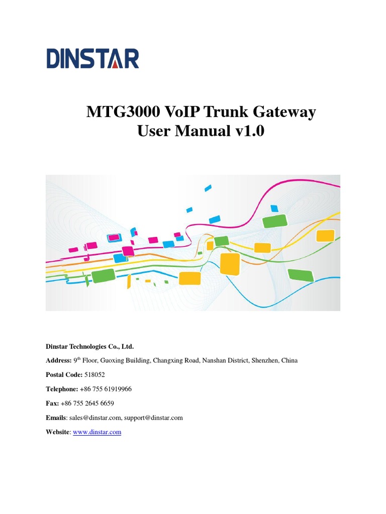 MTG 3000 VoIP Trunk Gateway User Manual v1.0 | PDF | Session Initiation ...
