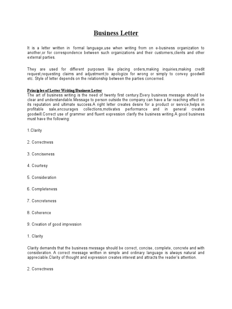 Principles of Letter Writing/Business Letter | Download Free PDF ...