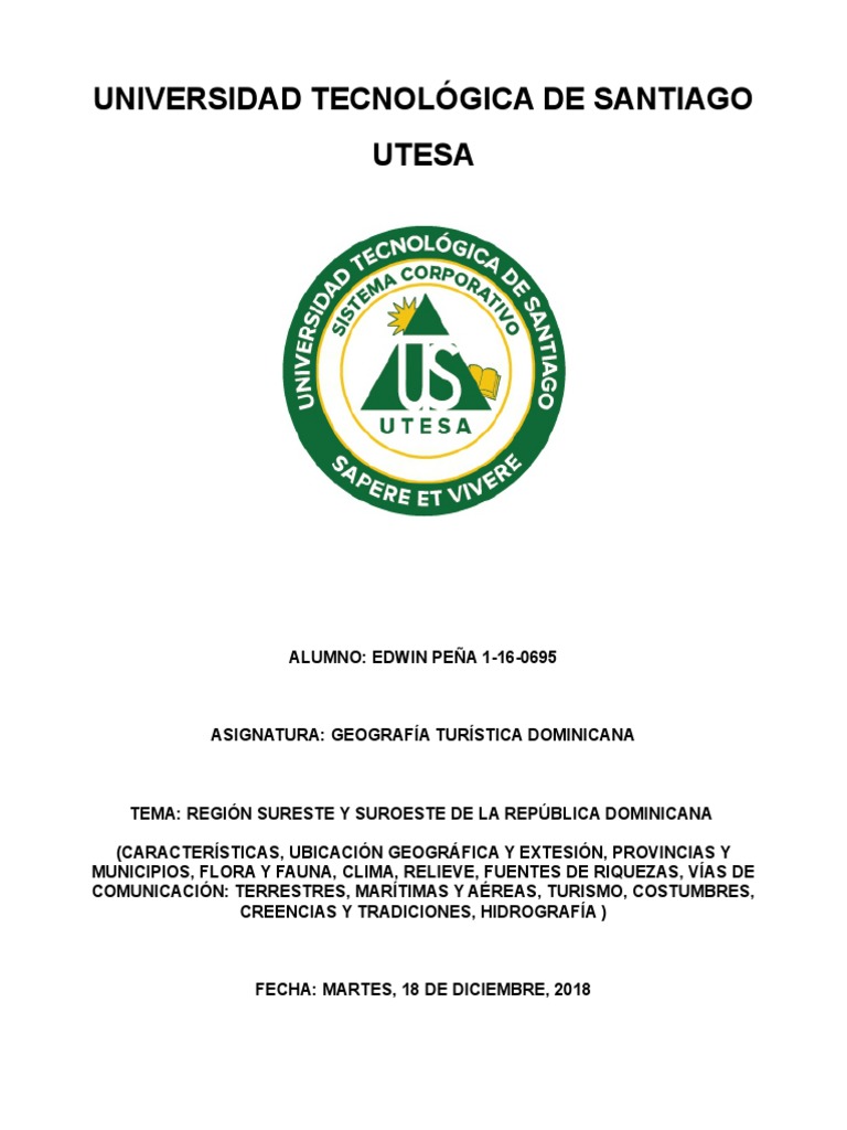 Region Sureste y Suroeste Republica Dominicana | PDF | República ...