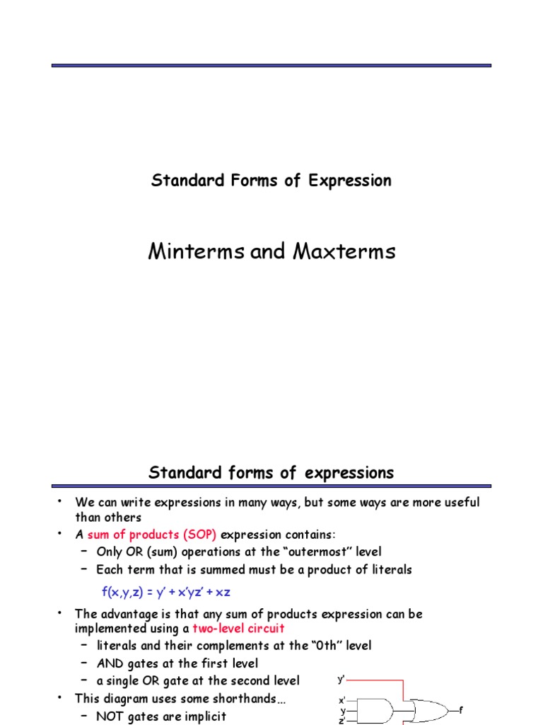 Minterms and Maxterms: Standard Forms of Expression | PDF | Boolean ...