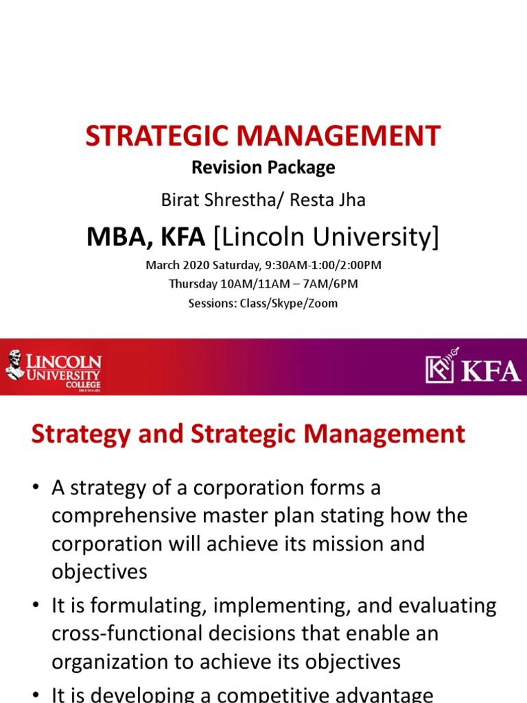 A Comprehensive Strategic Management Revision Package | PDF | Strategic ...