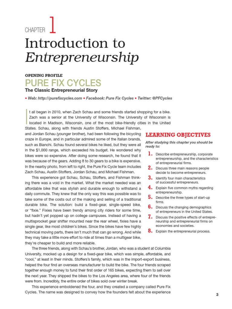 Chapter 1 - Introduction To Entreneurship - Reading Materials As Per ...