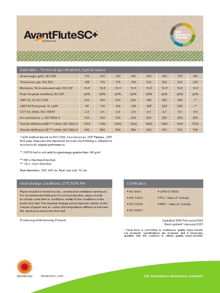 Data Table - Technical Specifications, Typical Values | PDF | Nature