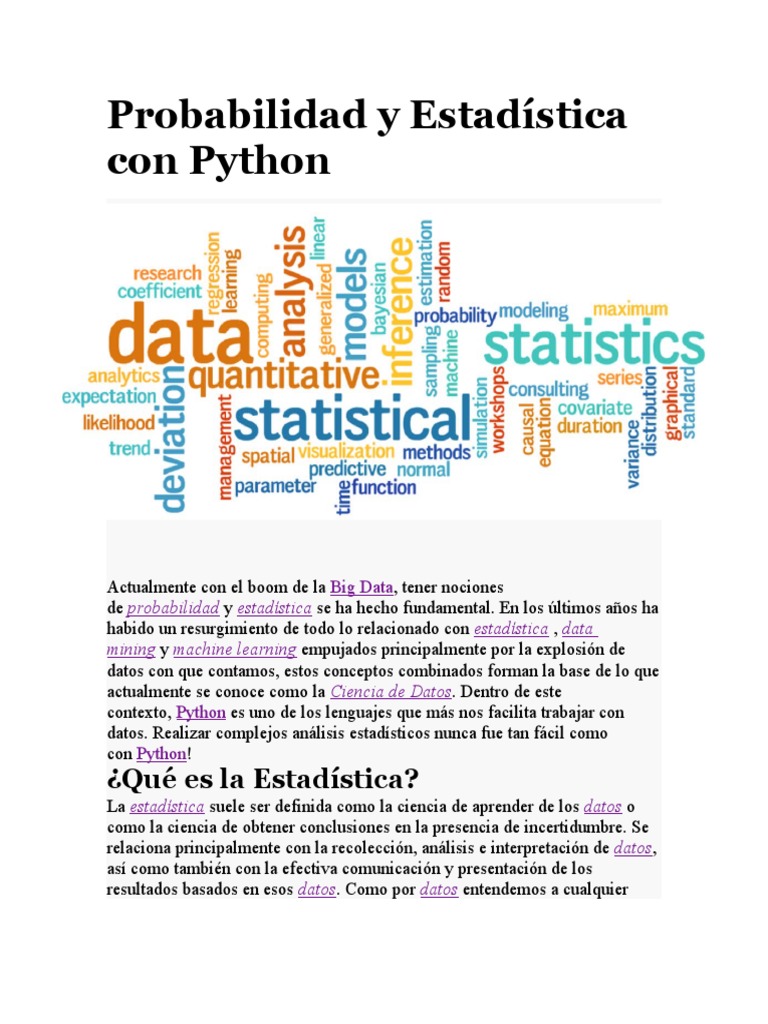 Probabilidad y Estadística Con Python | PDF | Estadísticas | Probabilidad