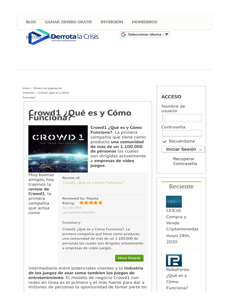 Crowd1 ¿Qué Es y Cómo Funciona DerrotalaCrisis | PDF | Bitcoin | Blog