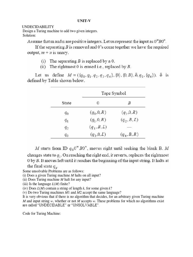 Undecidability: Unit-V | PDF | Syntax (Logic) | Metalogic