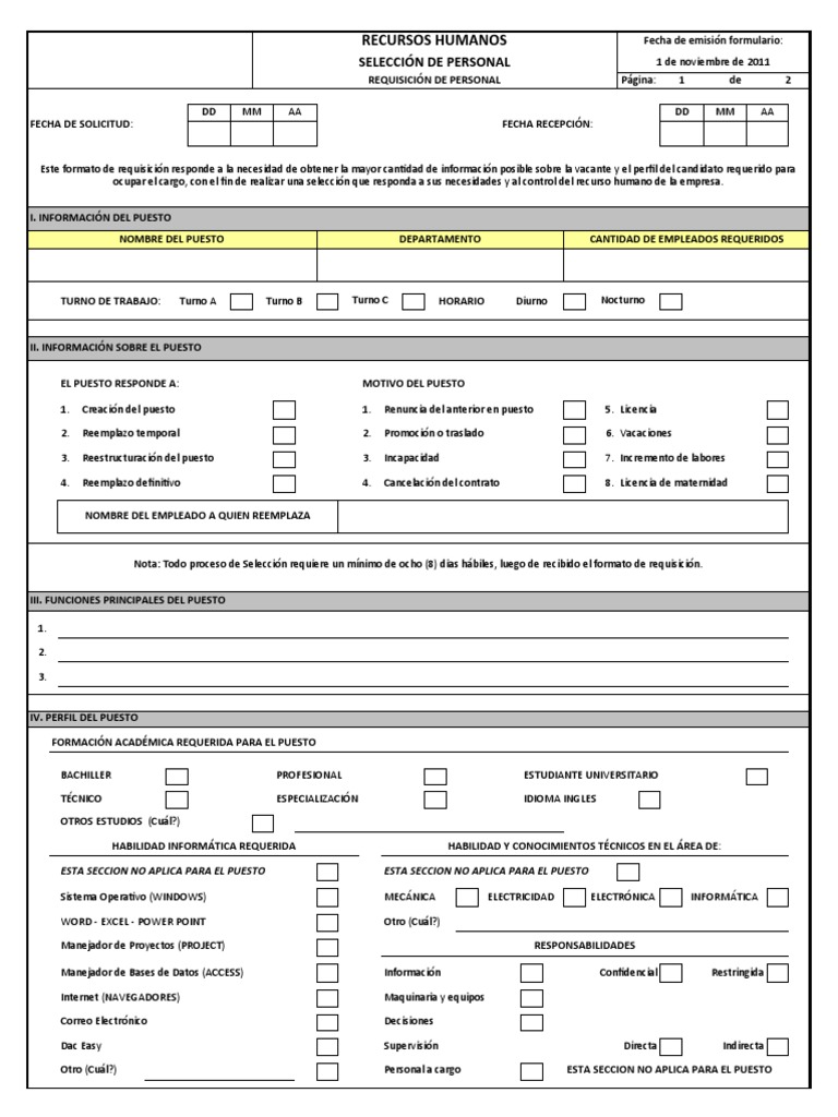 Requisicion de Personal | PDF | Gestión de recursos humanos | Informática