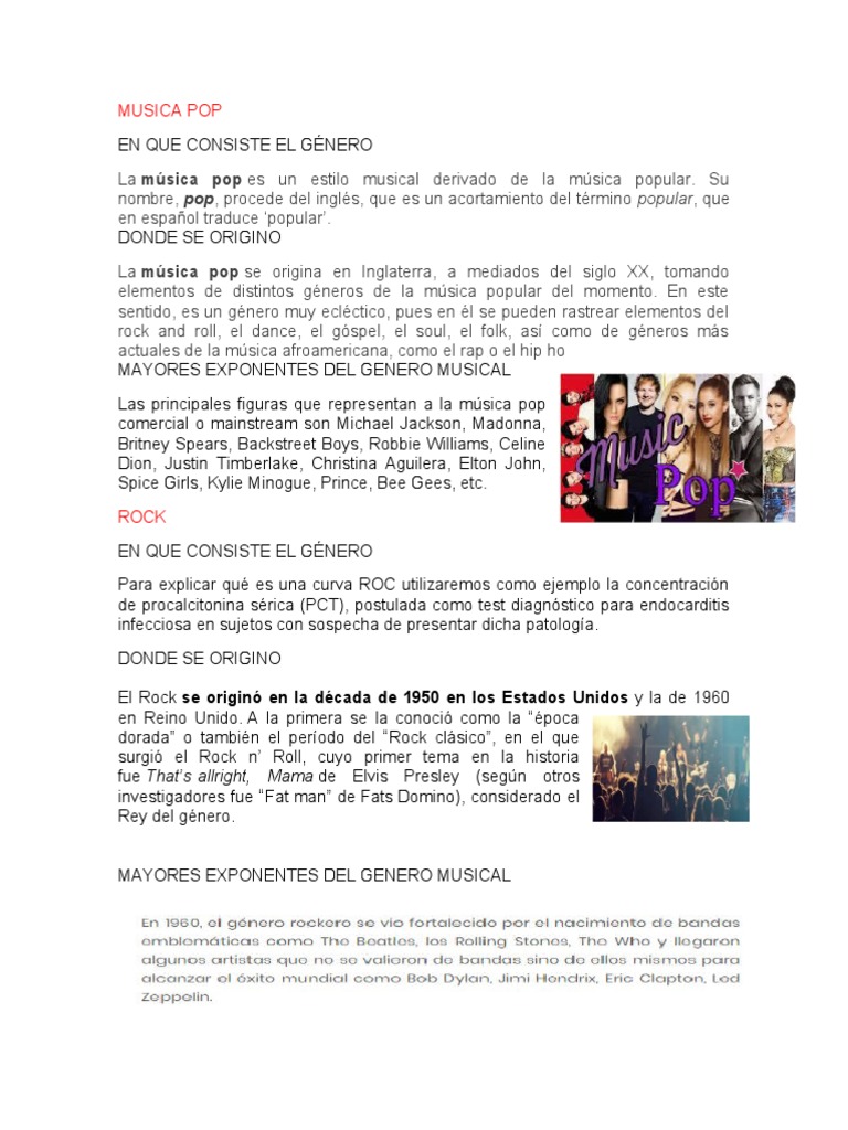 Musica Pop | PDF | Musica Popular | Subgéneros musicales