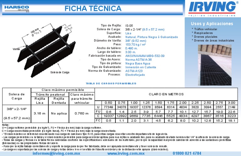 Ficha Técnica Rejilla Irving Is 05 Pdf Rieles Naturaleza