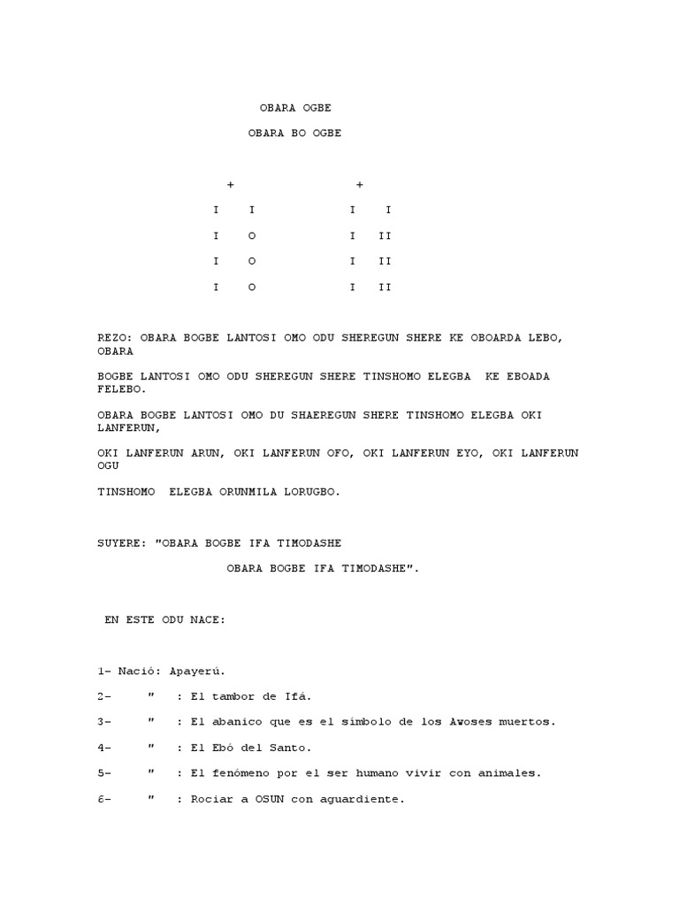 (6-8) Obara Ogbe | PDF | Santeria | Religión y creencia
