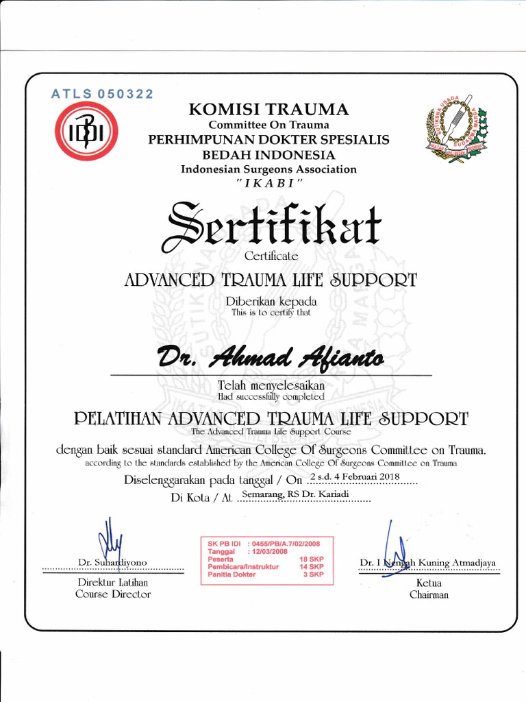 Sertifikasi ATLS dan ACLS 2024 | PDF