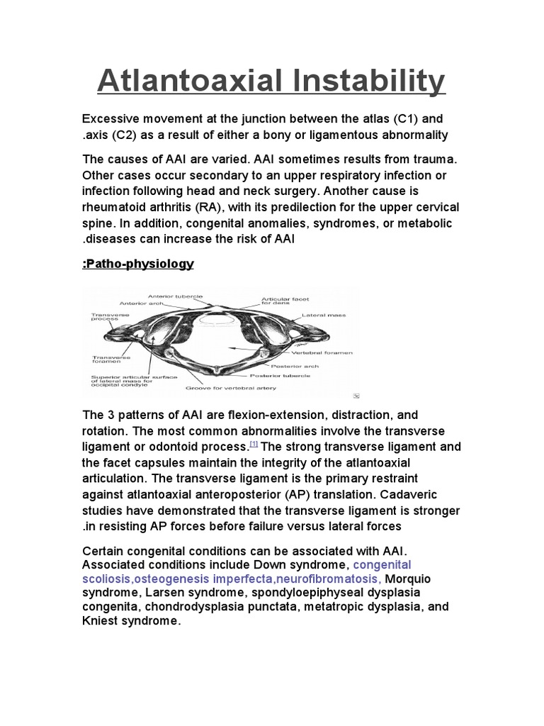 Atlantoaxial Instability | PDF | Spinal Cord | Vertebral Column