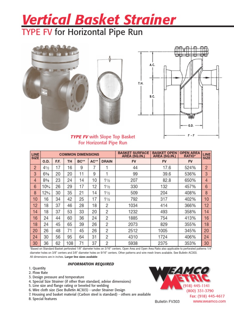 Vertical Basket Strainer: For Horizontal Pipe Run | Download Free PDF ...