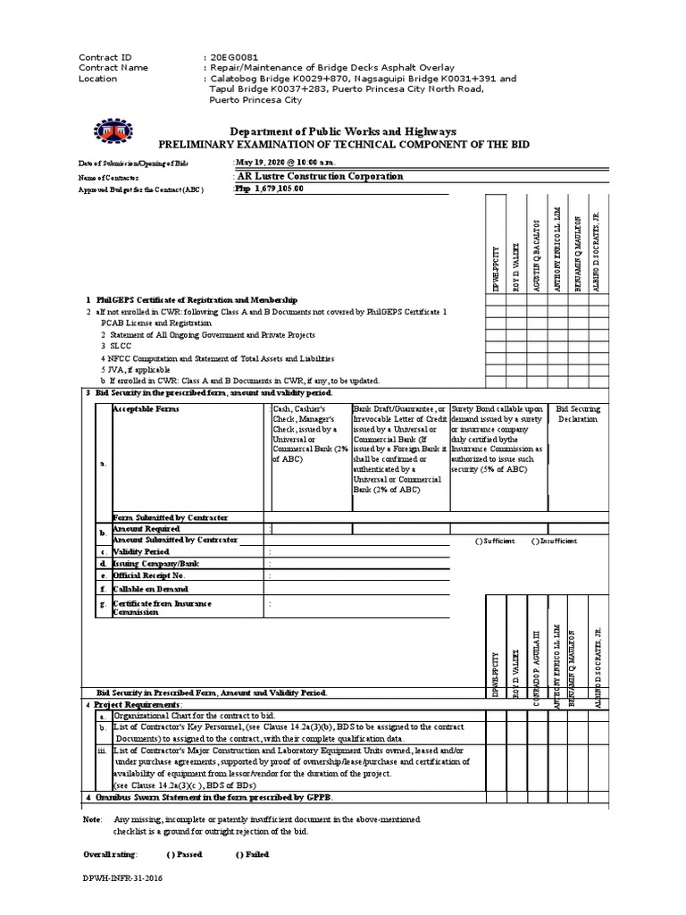 Checklist Technical Proposal | PDF | Surety | Business Law