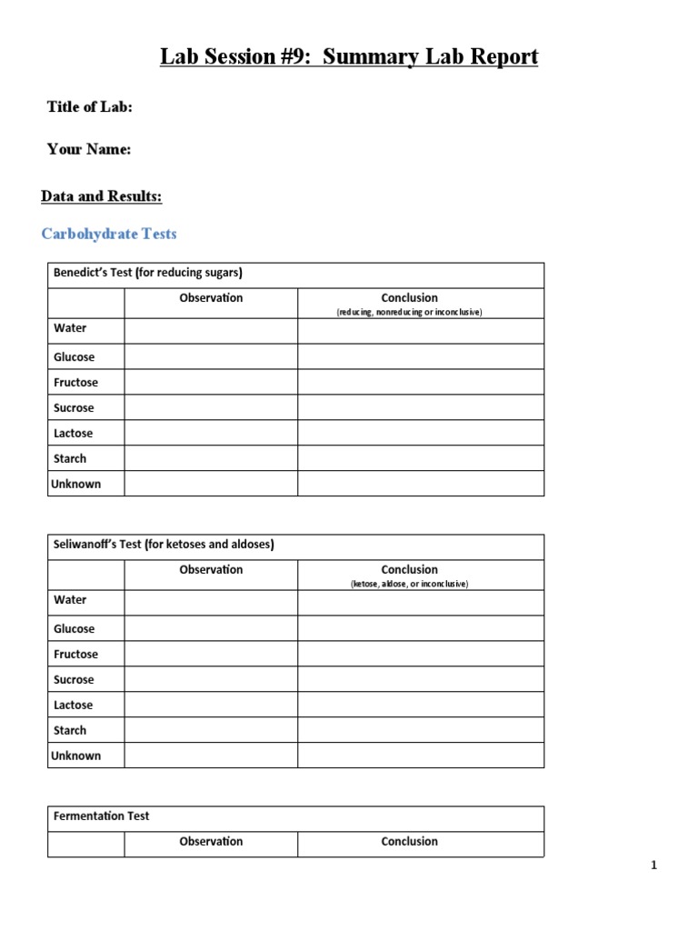 1152L - Session 9 - Lab Report Sheet | PDF | Carbohydrates | Sucrose