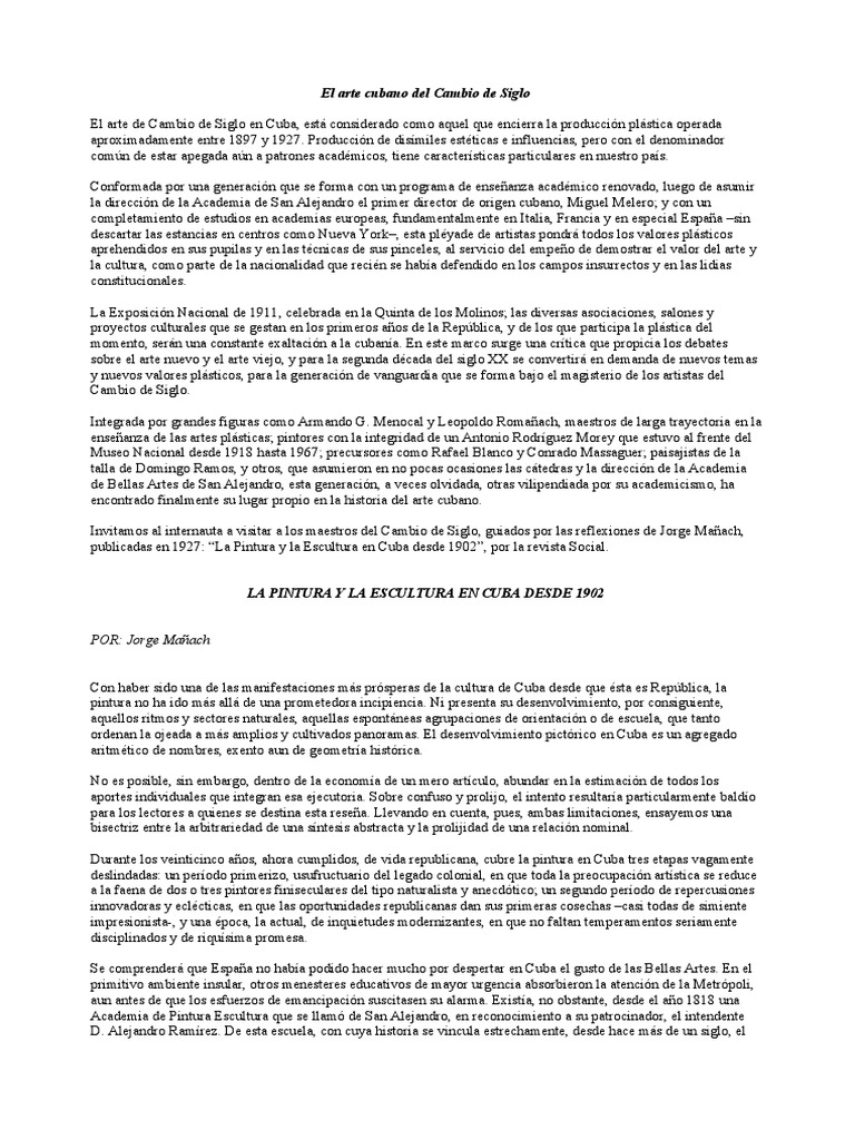Jorge Mañach - La Pintura y La Escultura en Cuba Desde 1902 | PDF ...