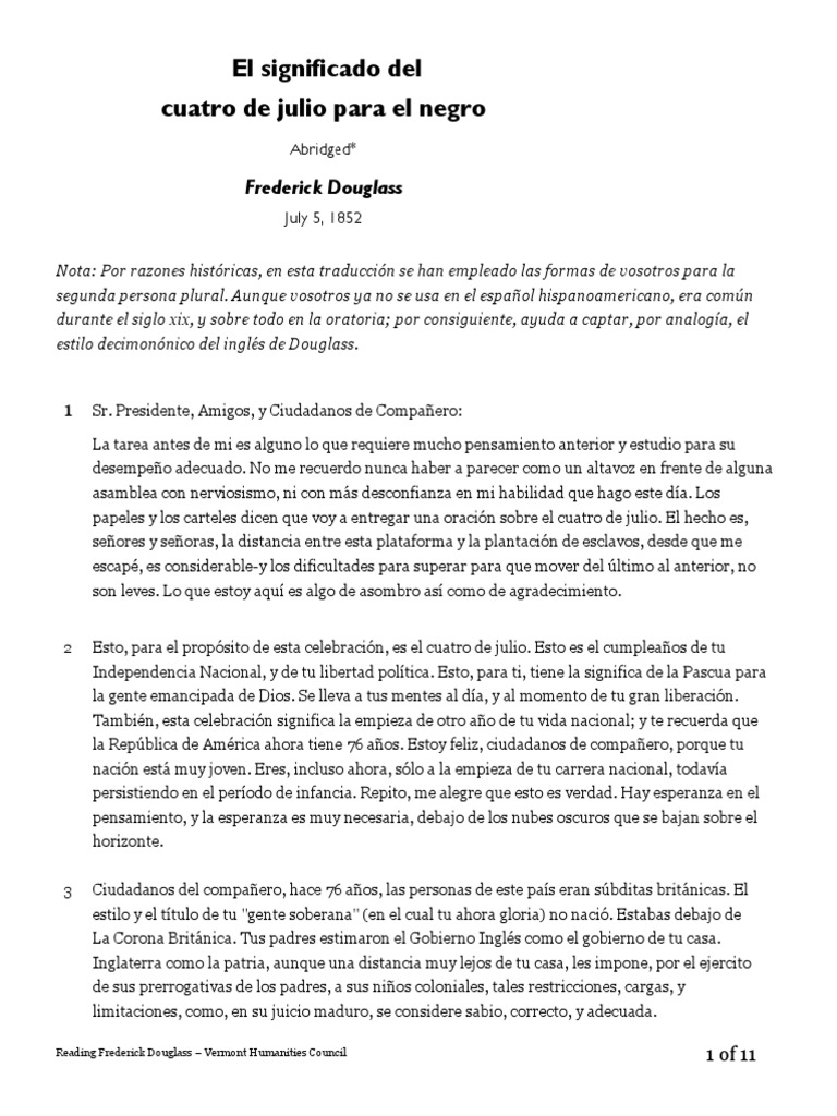 El Significado Del 4 de Julio | PDF | Frederick Douglass | Esclavitud