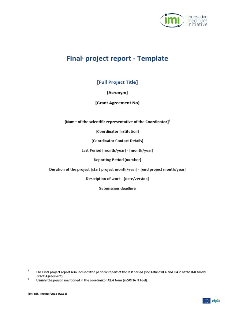 Annex2 FinalReportTemplate PDF | PDF | Embryo | Open Access