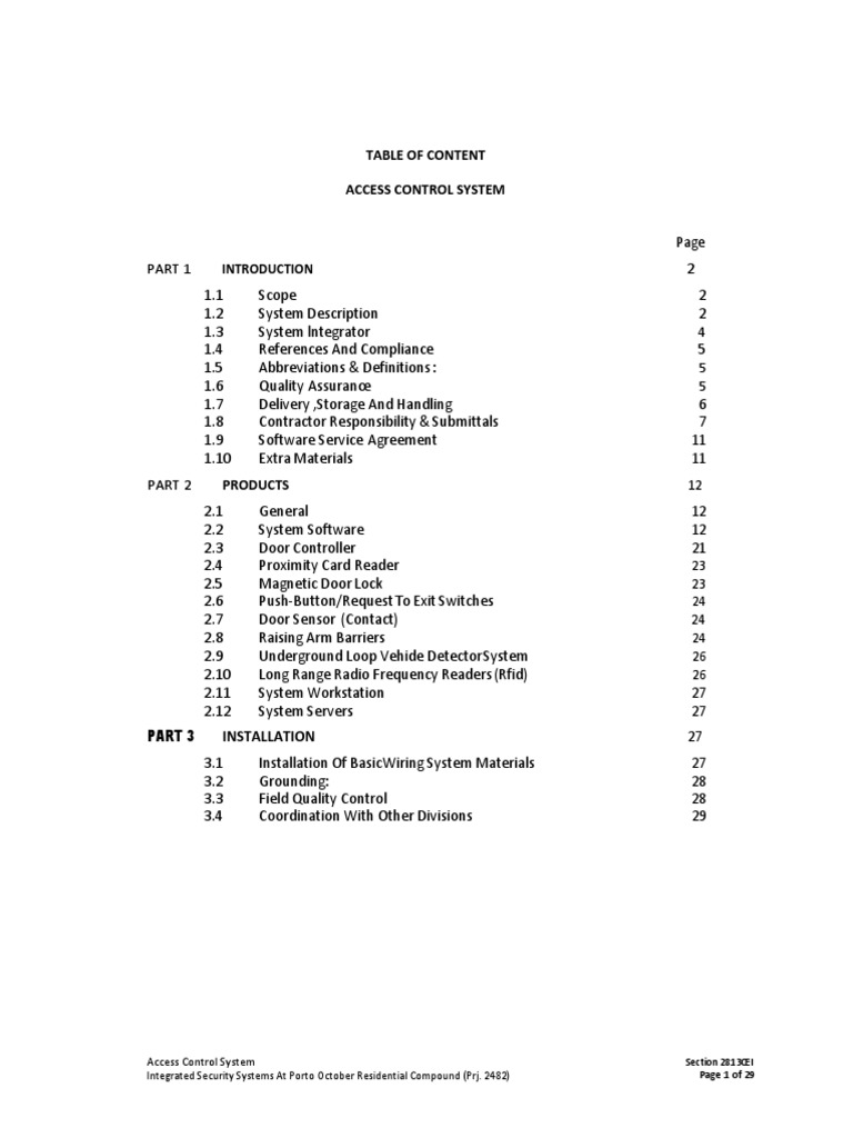 Access Control System Specification | PDF | Specification (Technical ...