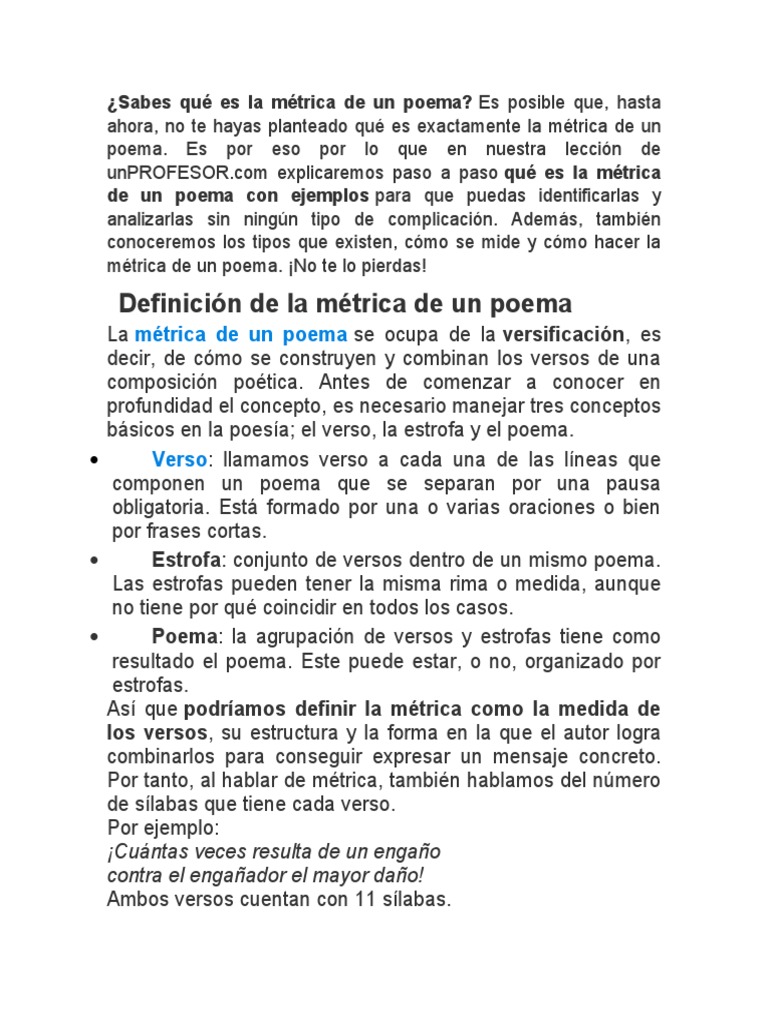 Metrica | PDF | Metro (poesía) | Sílaba
